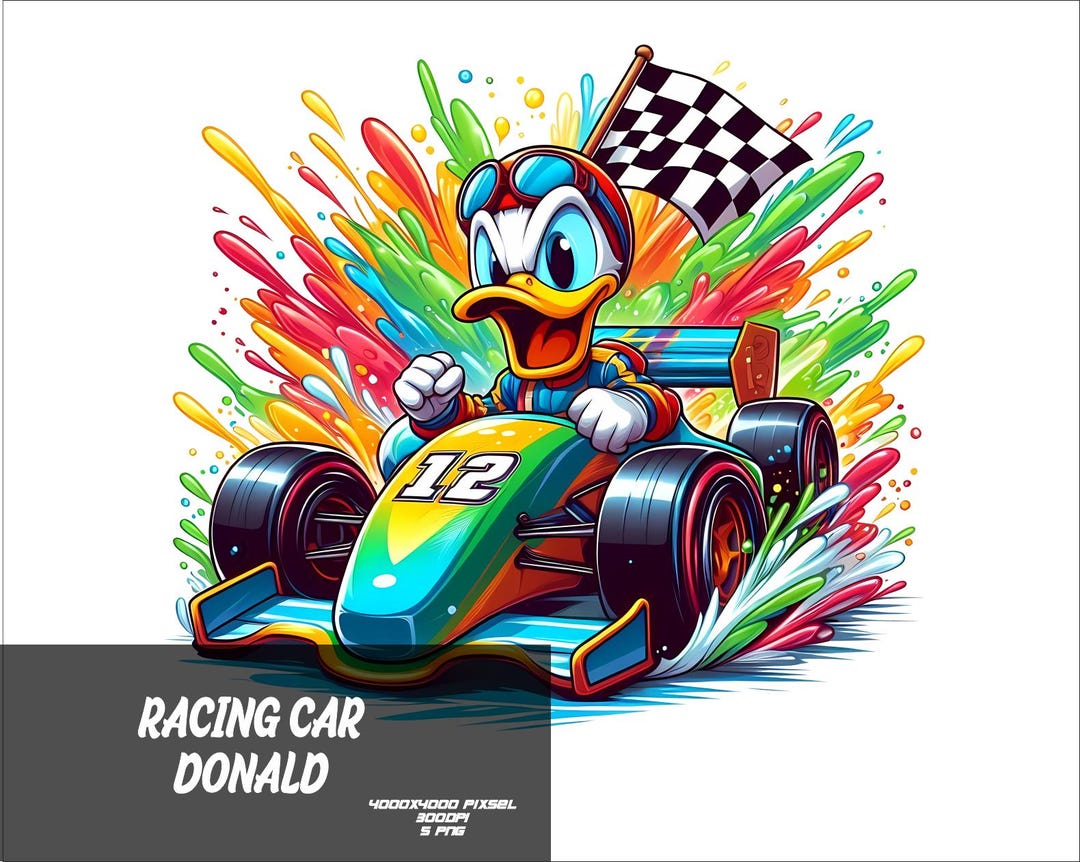 5 PNG Racing Car Donald Png Splash and Watercolor Png Duck Transparent ...