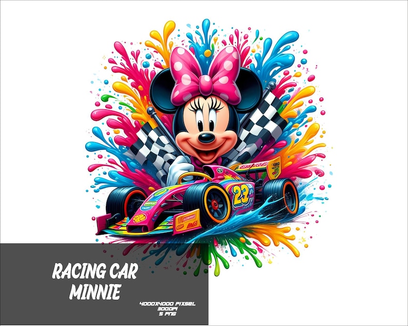 5 PNG Racing Car Minnie Png Mouse Splash and Watercolor Png Minnie ...