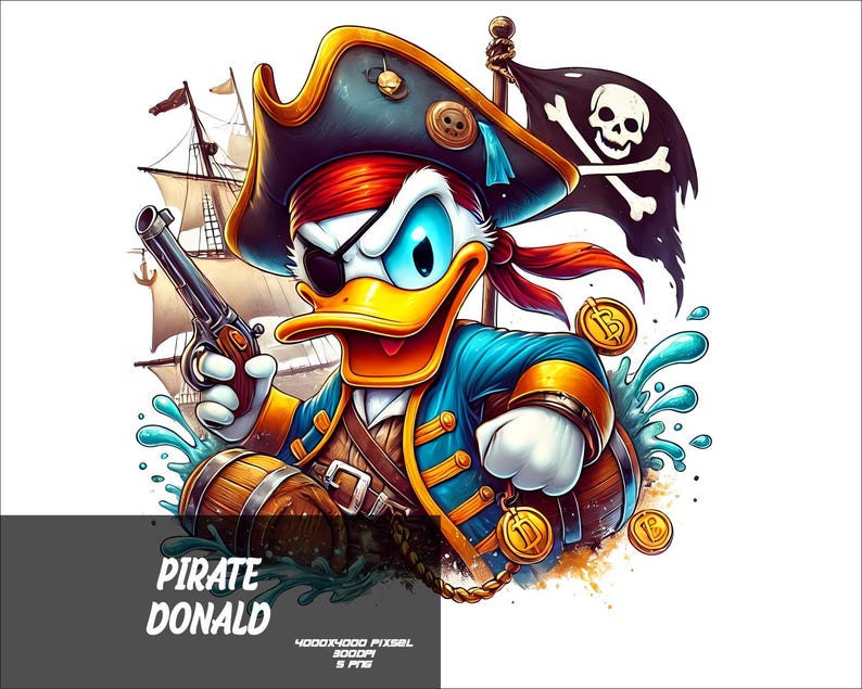 5 PNG Pirate Donald Png Splash and Watercolor Png Duck Transparent PNG ...