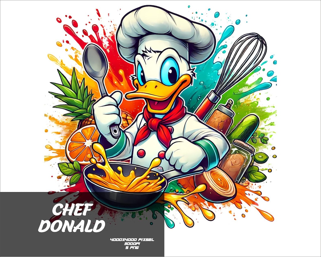 5 PNG Chef Donald Png Splash and Watercolor Png Chef Duck Transparent ...