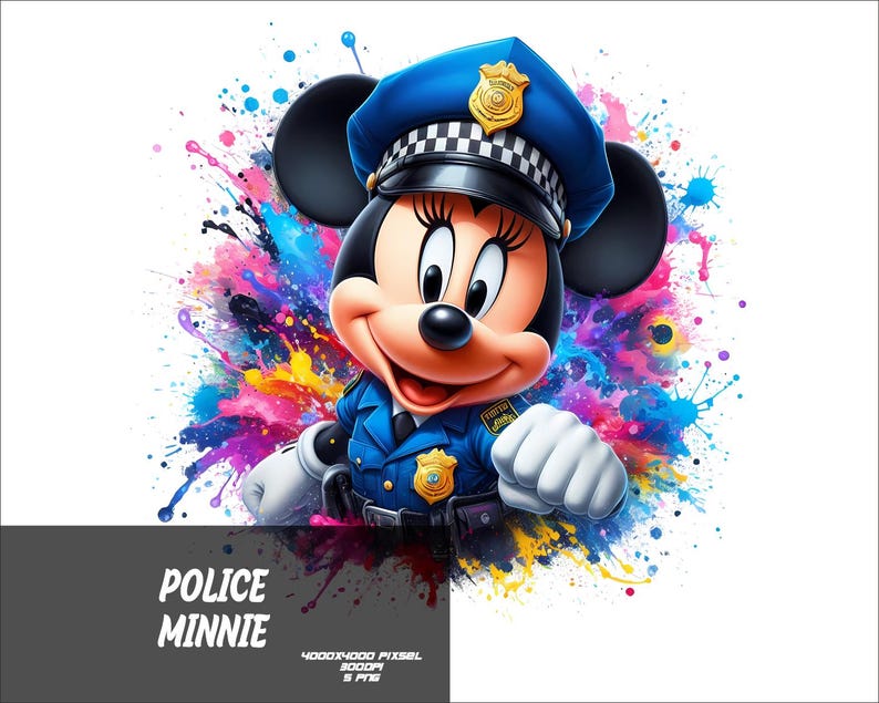 5 PNG Police Minnie Png Mouse Splash and Watercolor Png Minnie ...