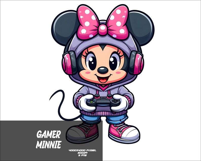 5 PNG Gamer Minnie Png Mouse Splash and Watercolor Png Minnie ...