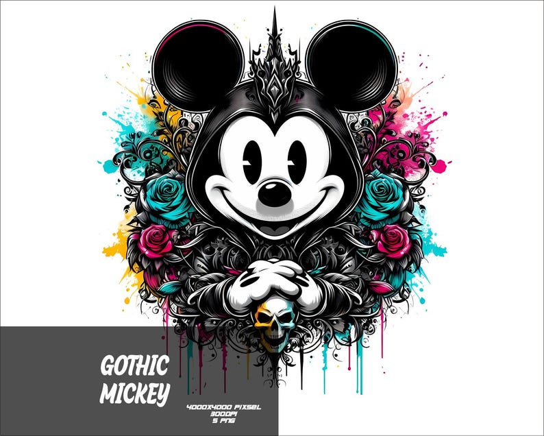5 PNG Gothic Mickey Png Mouse Splash and Watercolor Png Mickey ...
