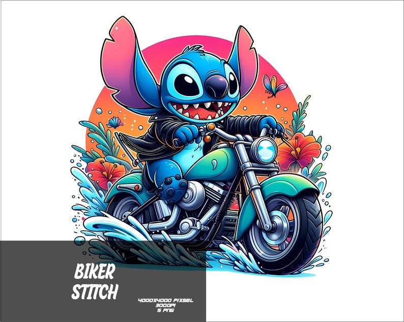 5 PNG Motobiker Stitch Png Stitch Splash and Watercolor Png Stitch ...