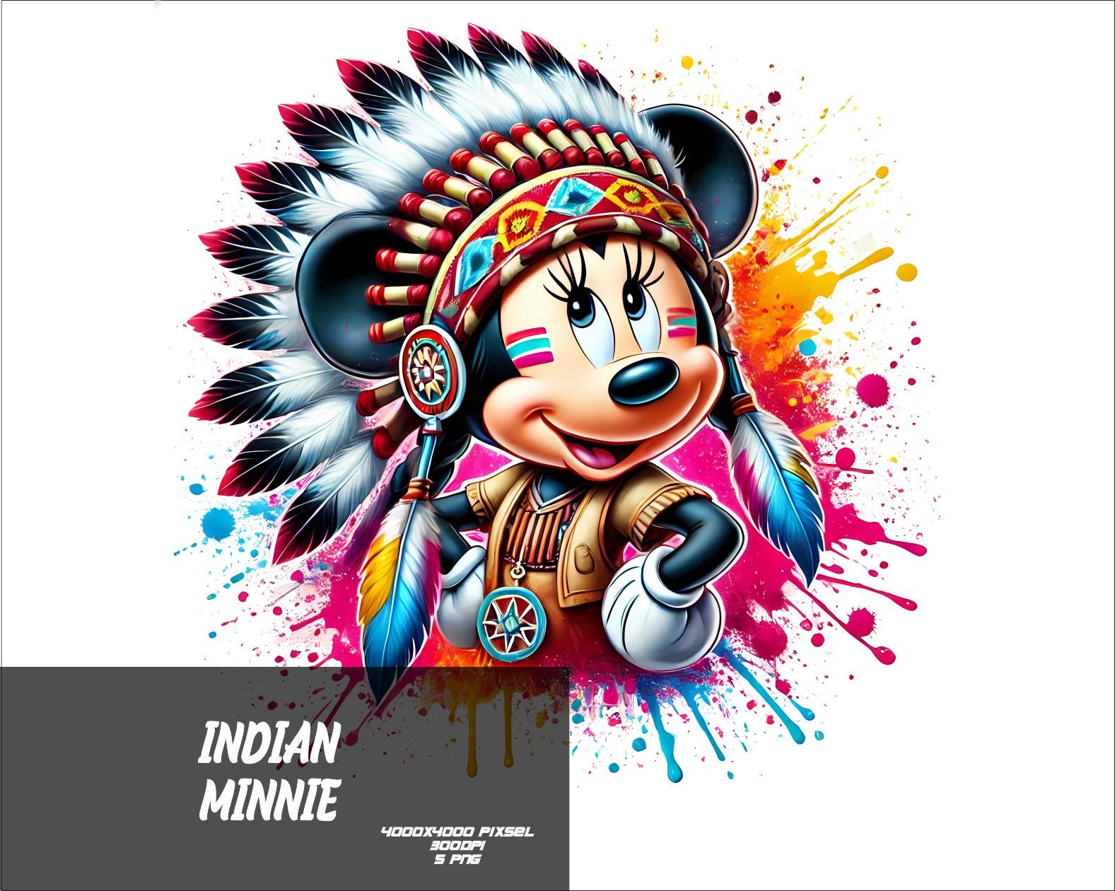 5 PNG Indian Minnie Png Mouse Splash and Watercolor Png Minnie ...