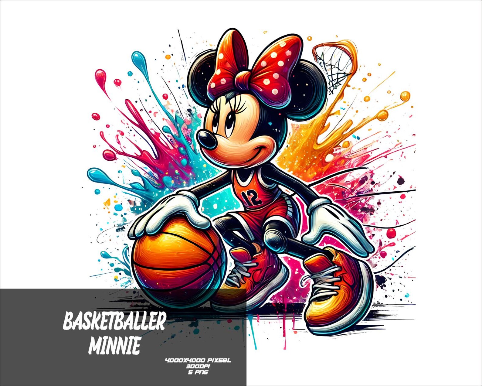 5 PNG Basketballer Minnie Png Mouse Splash and Watercolor Png Minnie ...