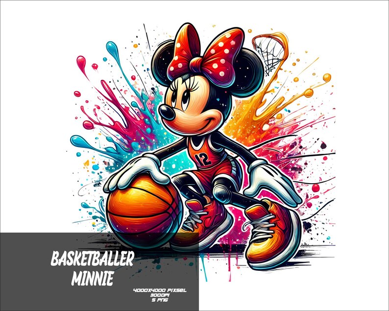 5 PNG Basketballer Minnie Png Mouse Splash and Watercolor Png Minnie ...