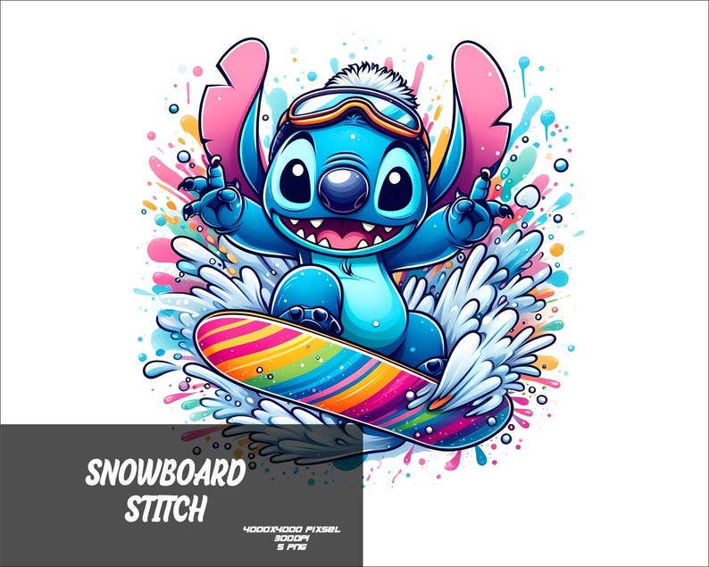5 PNG Snowboard Stitch Png Stitch Splash and Watercolor Png Stitch ...