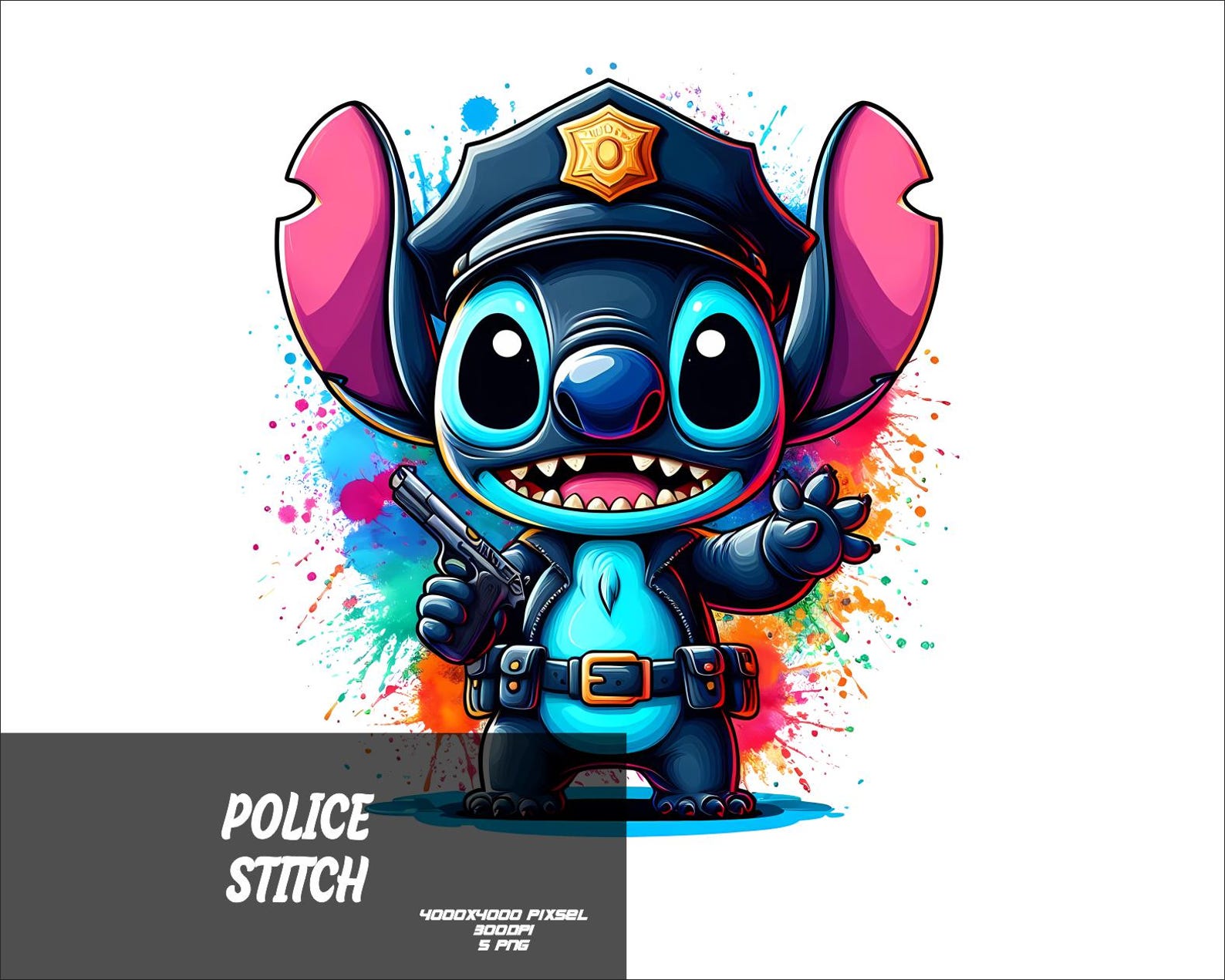 5 PNG Police Stitch Png Stitch Splash and Watercolor Png Stitch ...