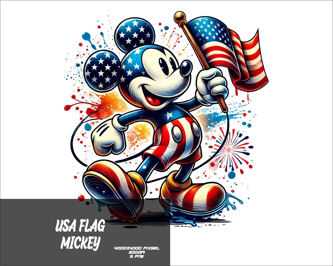 5 PNG Patriotic Mickey Png Mouse Splash and Watercolor Png American ...