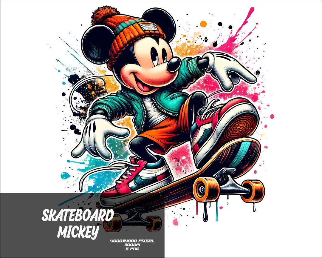 5 PNG Skateboard Mickey Png Mouse Splash and Watercolor Png Mickey ...