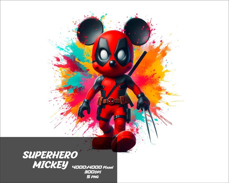 5 PNG Superhero Mickey Png Hero Mouse Splash and Watercolor Png Mickey ...
