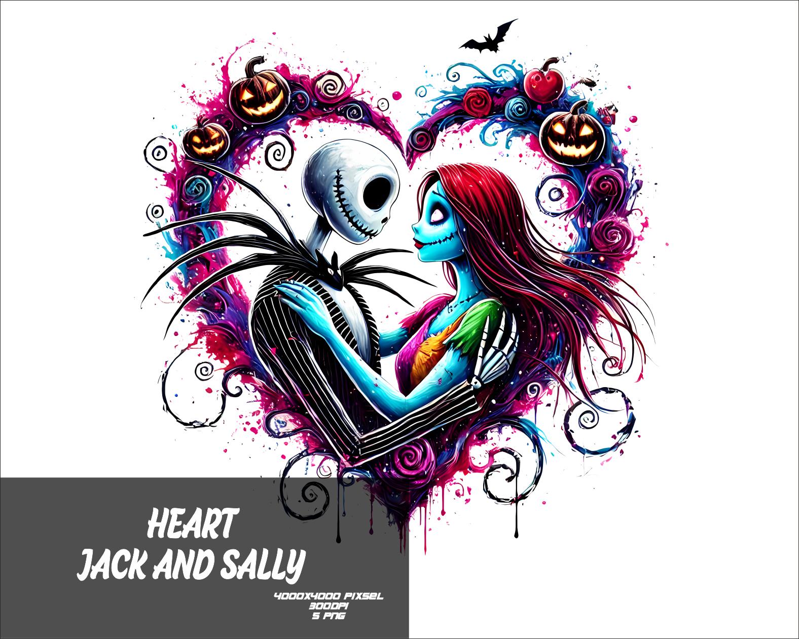 5 PNG Heart Jack and Sally Png Splash and Watercolor Png Jack and ...