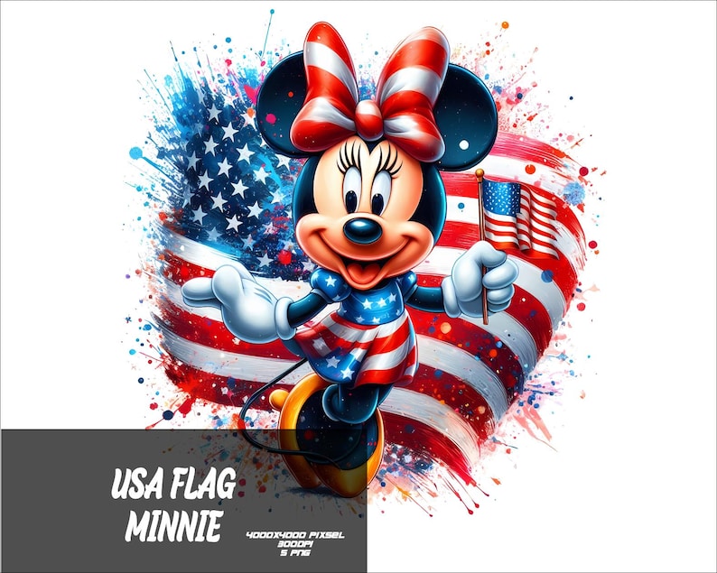 5 PNG Patriotic Minnie Png Mouse Splash and Watercolor Png American ...