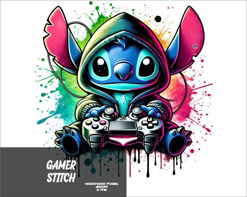 5 PNG Gamer Stitch PNG Stitch Splash y acuarela Png Stitch Archivo PNG ...