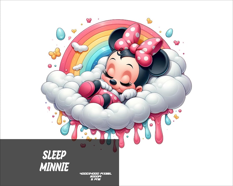 5 PNG Sleep Baby Minnie Png Mouse Splash and Watercolor Png Minnie ...