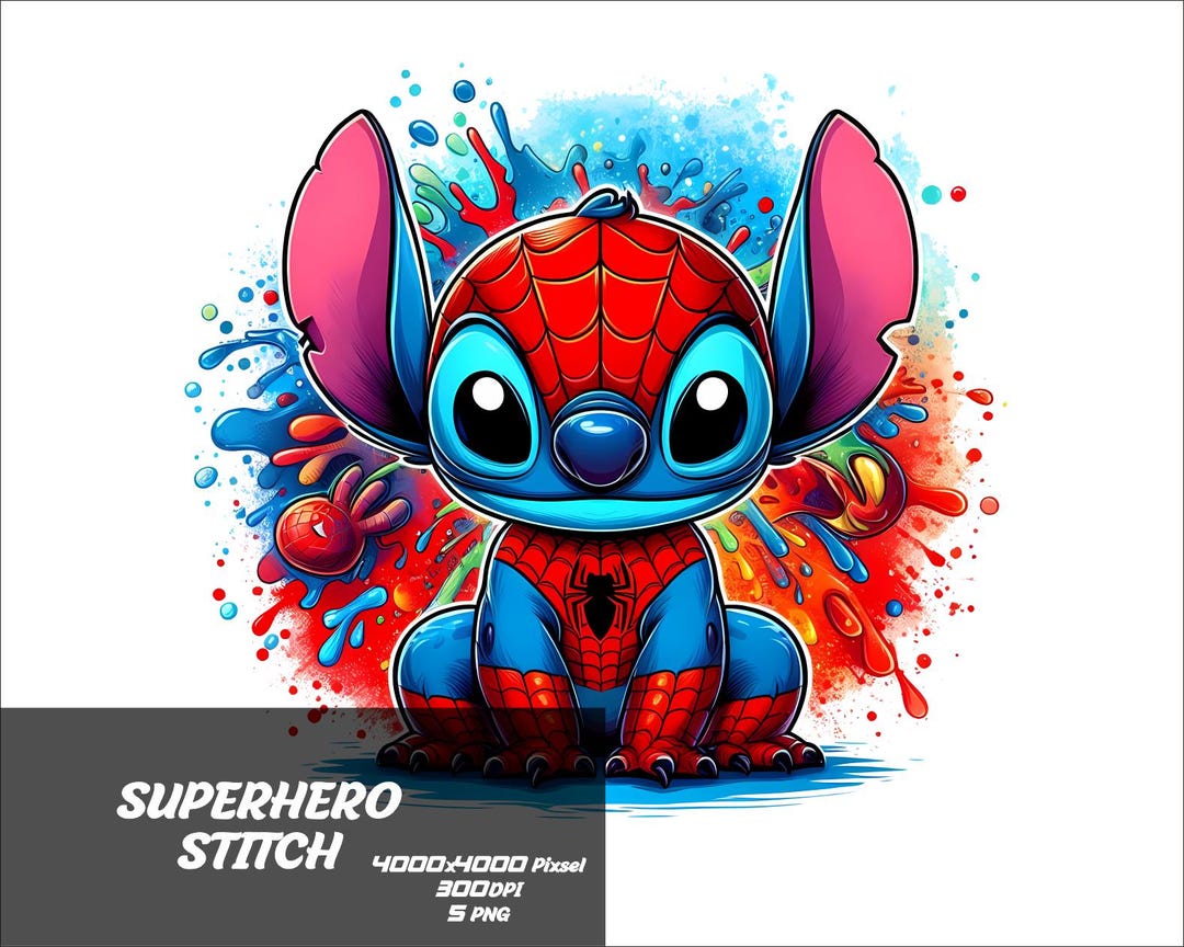 5 PNG Super Hero Stitch Png Spider Stitch Splash and Watercolor Png ...