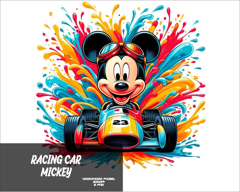5 PNG Racing Car Mickey Png Mouse Splash and Watercolor Png Mickey ...