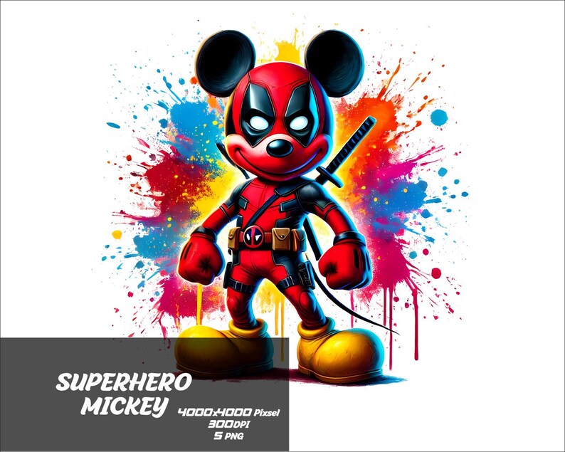 5 PNG Superhero Mickey Png Hero Mouse Splash and Watercolor Png Mickey ...