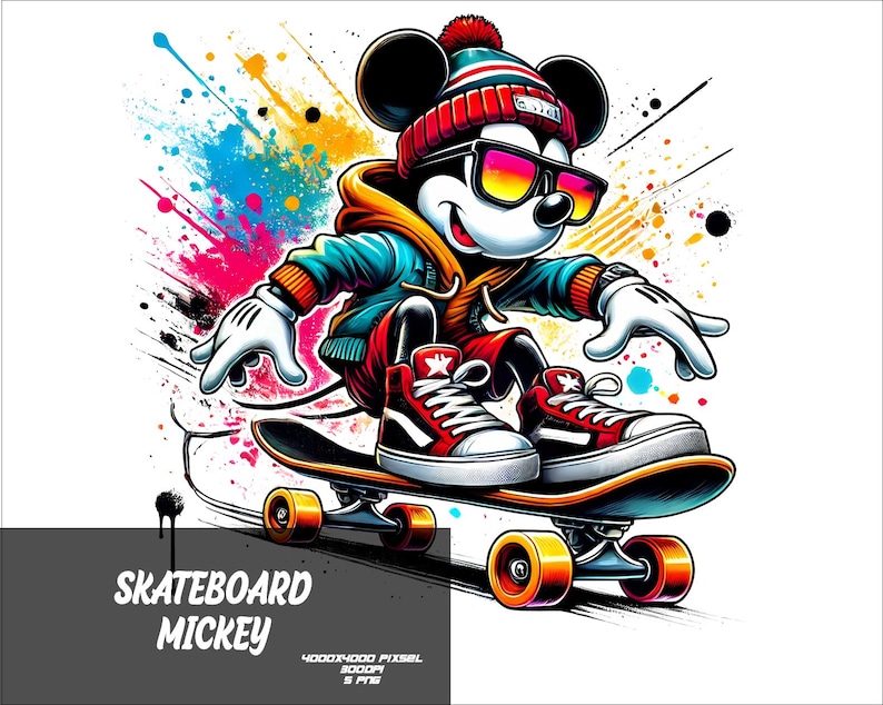 5 PNG Skateboard Mickey Png Mouse Splash and Watercolor Png Mickey ...