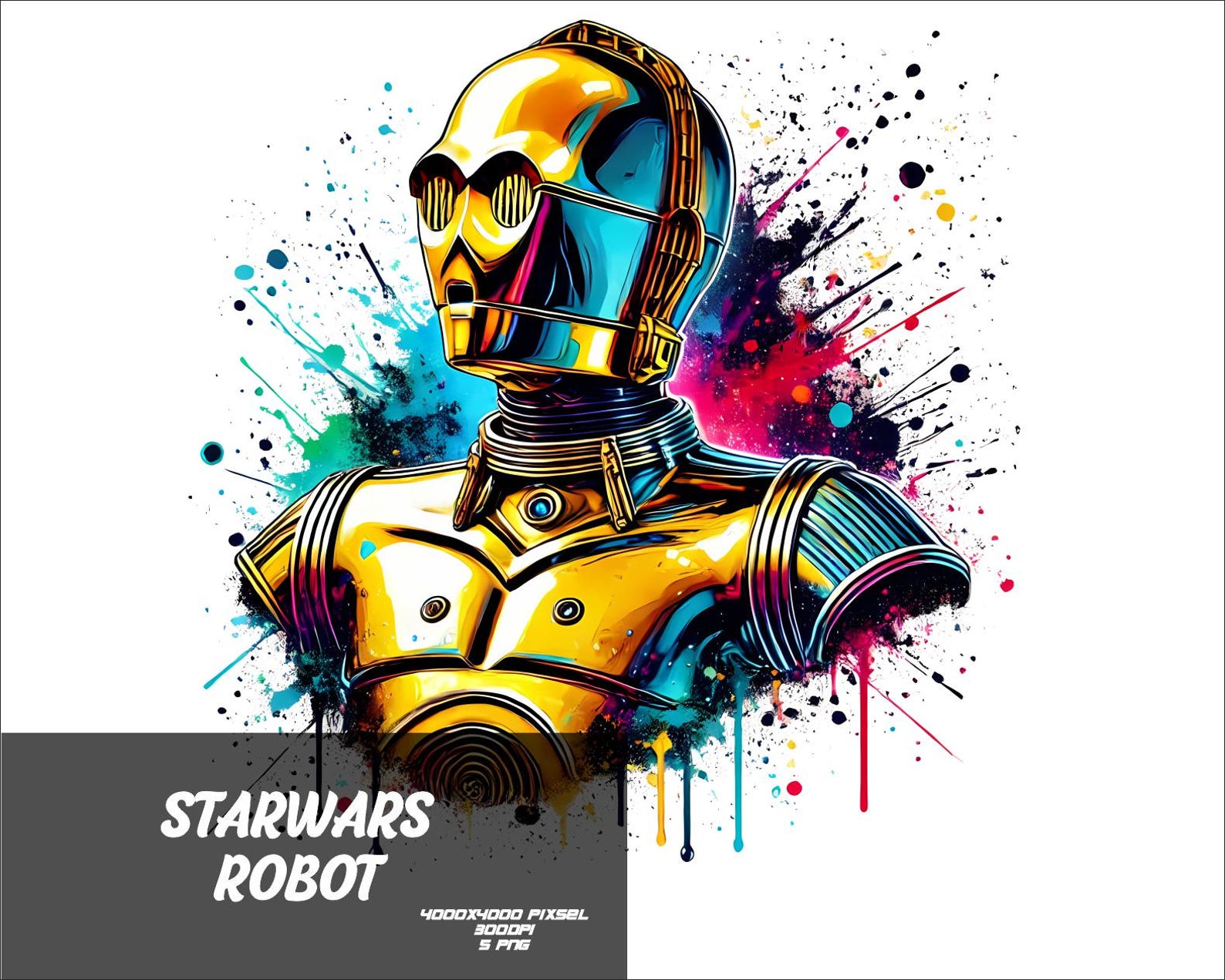 5 PNG Starwars C-3PO Png Splash and Watercolor Png Starwars Robot ...