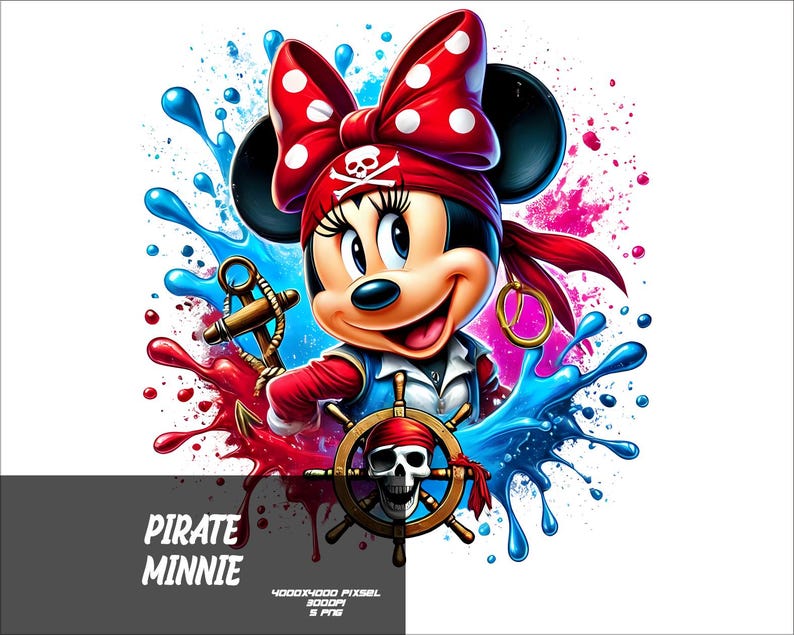 5 PNG Pirate Minnie Png Mouse Splash and Watercolor Png Minnie ...