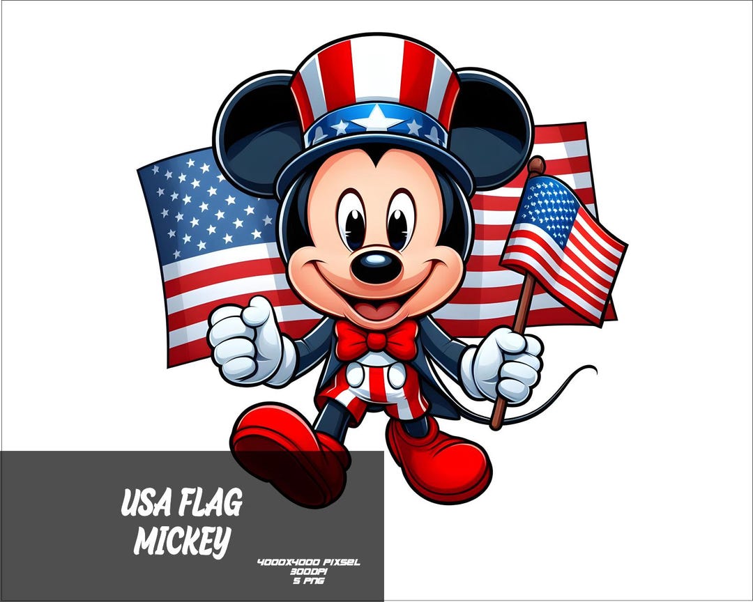 5 PNG Patriotic Mickey Png Mouse Splash and Watercolor Png American ...