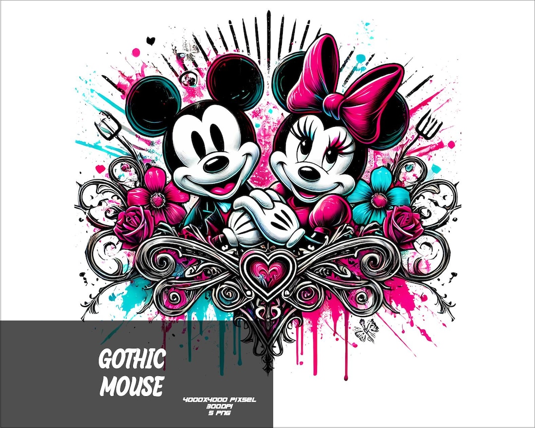 5 PNG Gothic Minnie and Mickey Png Mouse Splash and Watercolor Png ...