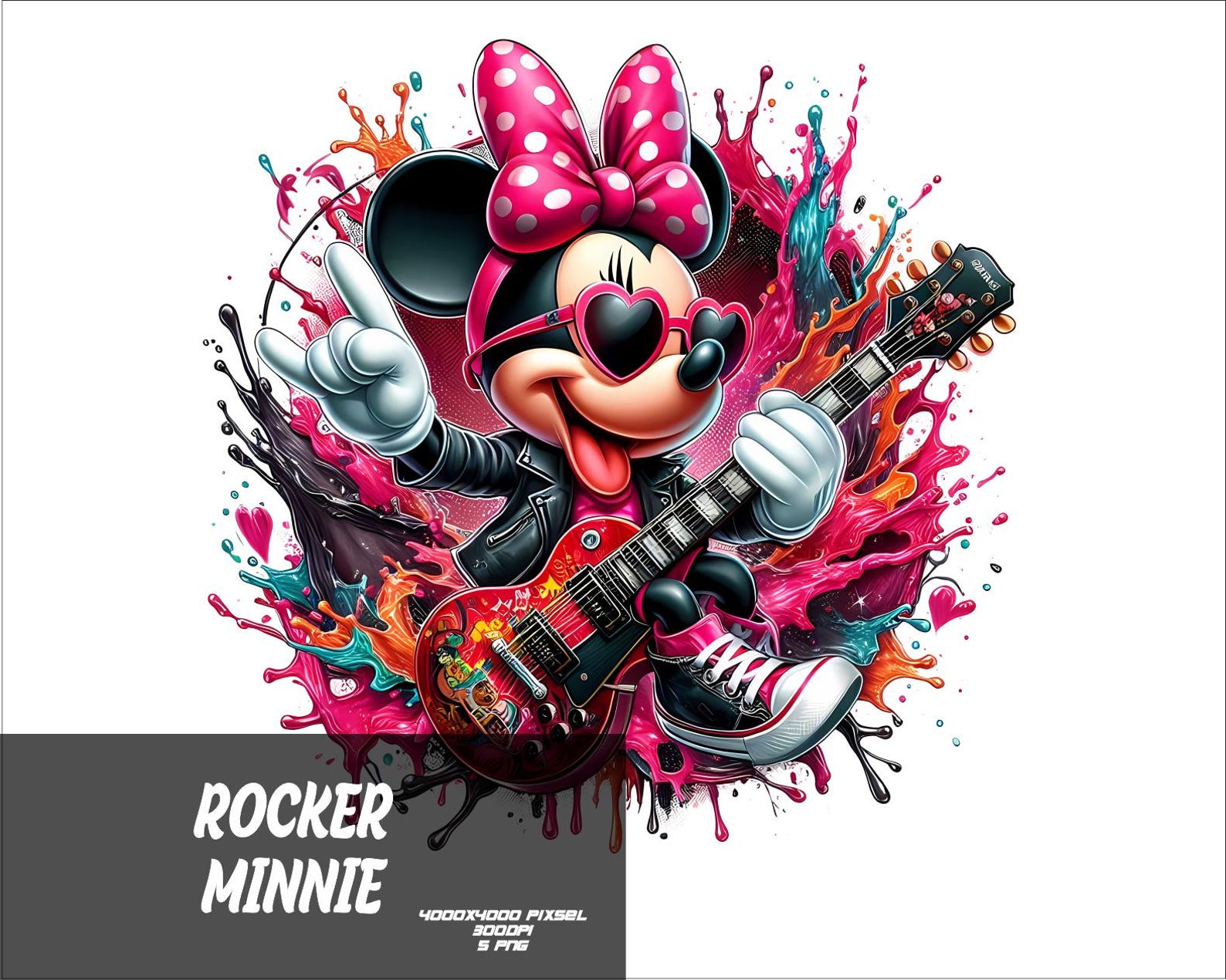 5 PNG Rocker Minnie Png Mouse Splash and Watercolor Png Minnie ...