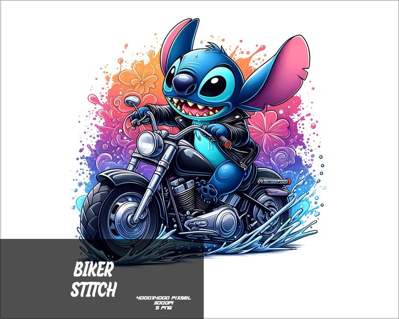 5 PNG Motobiker Stitch Png Stitch Splash and Watercolor Png Stitch ...