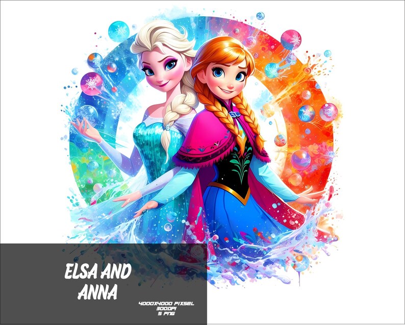5 PNG Princess Png Elsa and Anna Splash and Watercolor Png Transparent ...