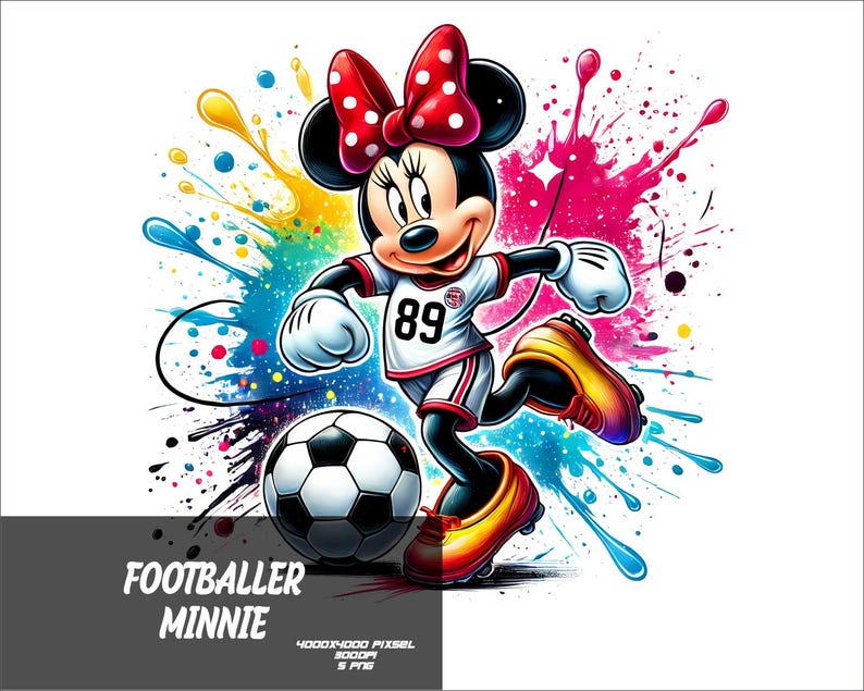 5 PNG Footballer Minnie Png Mouse Splash and Watercolor Png Minnie ...