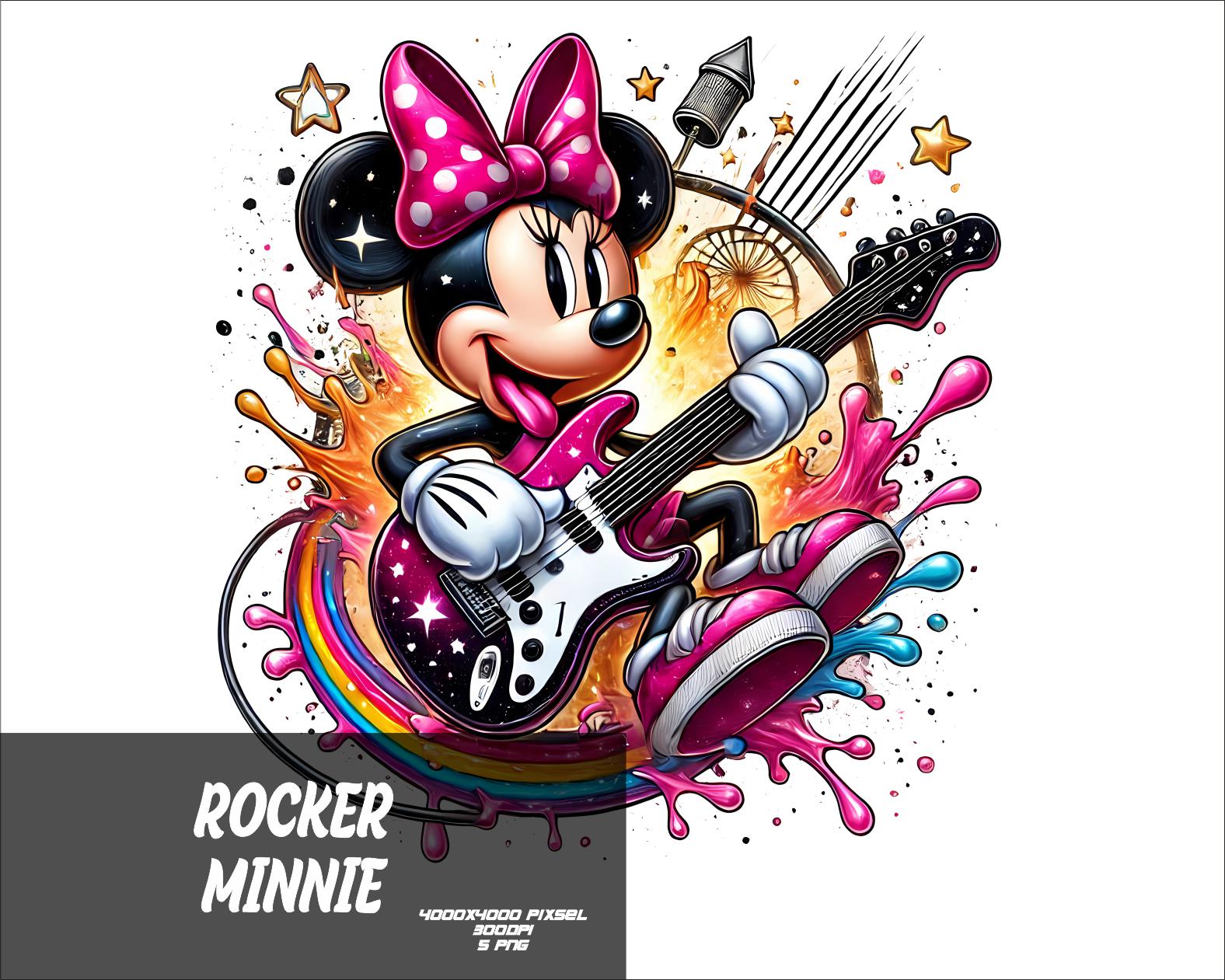 5 PNG Rocker Minnie Png Mouse Splash and Watercolor Png Minnie ...