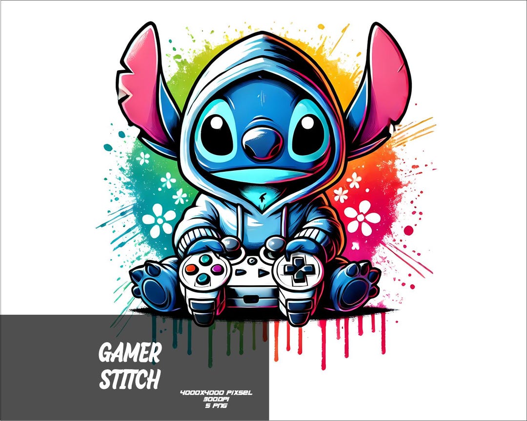 5 PNG Gamer Stitch Png Stitch Splash and Watercolor Png Stitch ...