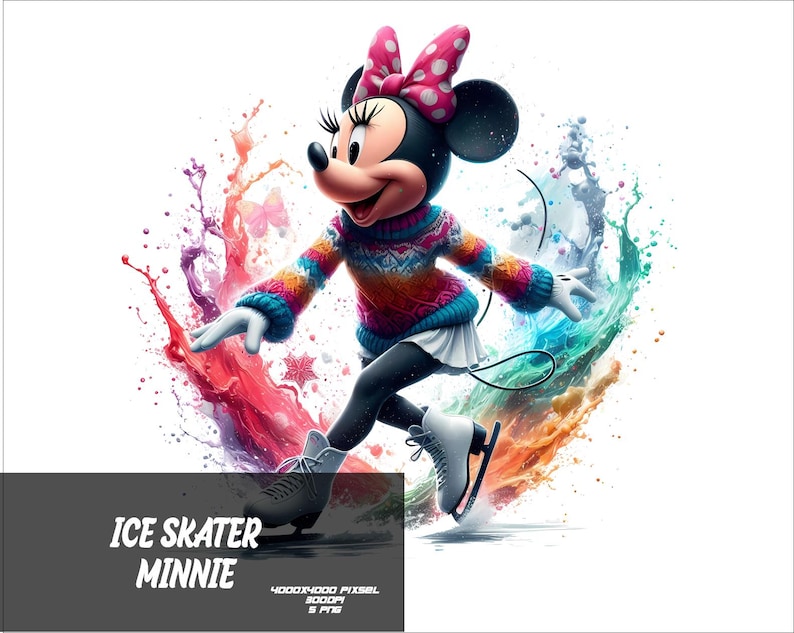 5 PNG Ice Skater Minnie Png Mouse Splash and Watercolor Png Minnie ...