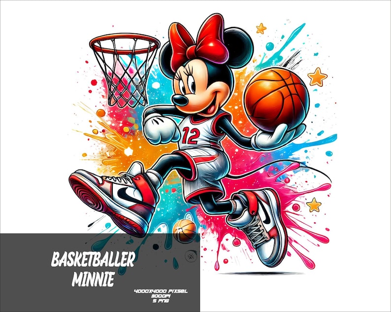 5 PNG Basketballer Minnie Png Mouse Splash and Watercolor Png Minnie ...