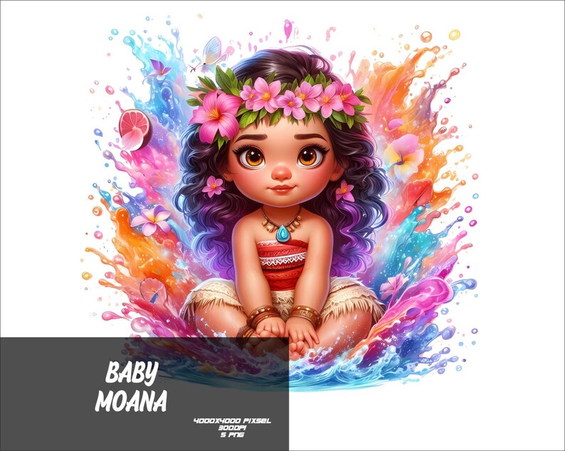 5 PNG Baby Princess Png Baby Moana Splash and Watercolor Png ...