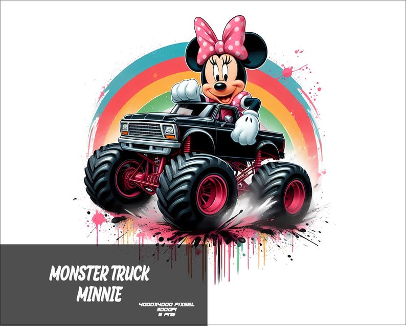 5 PNG Monster Truck Minnie Png Mouse Splash and Watercolor Png Minnie ...