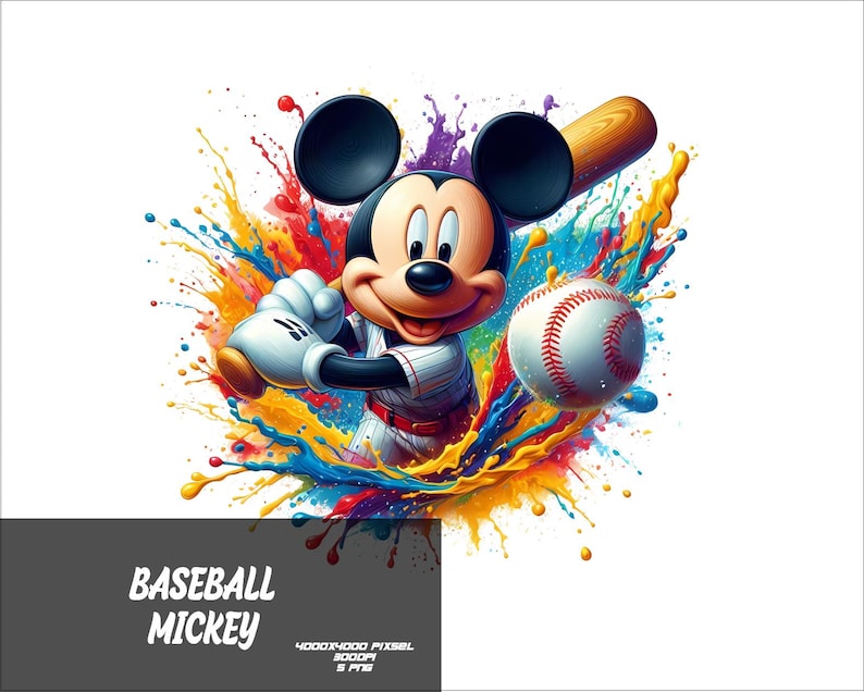 5 PNG Baseball Mickey Png Mouse Splash and Watercolor Png Mickey ...