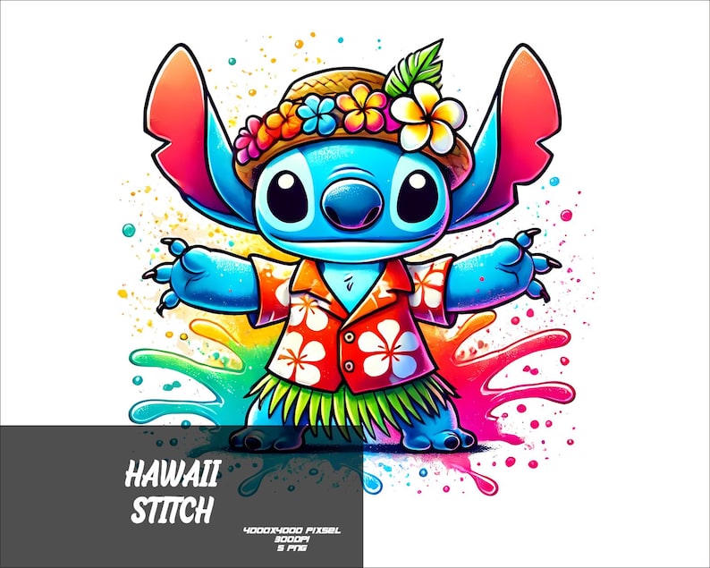 5 PNG Hawaii Stitch Png Stitch Splash and Watercolor Png Stitch ...