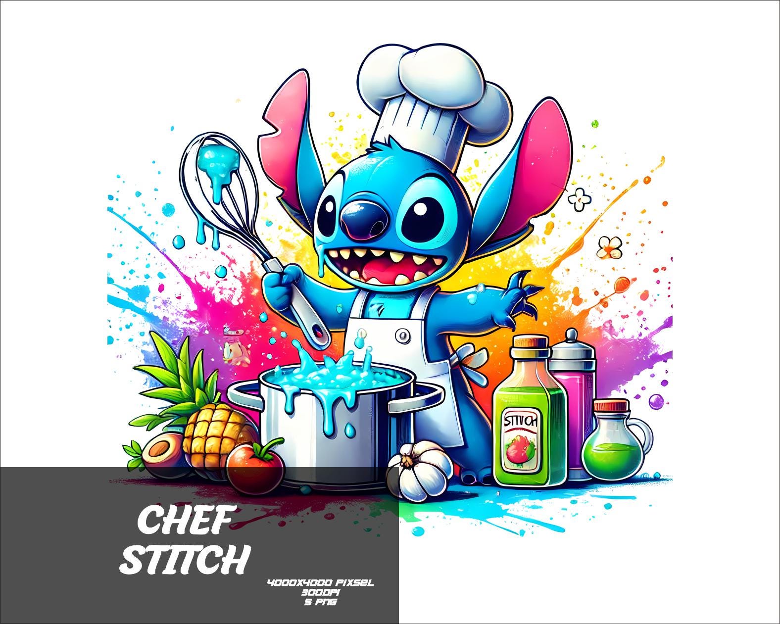 5 PNG Chef Stitch Png Stitch Splash and Watercolor Png Stitch ...