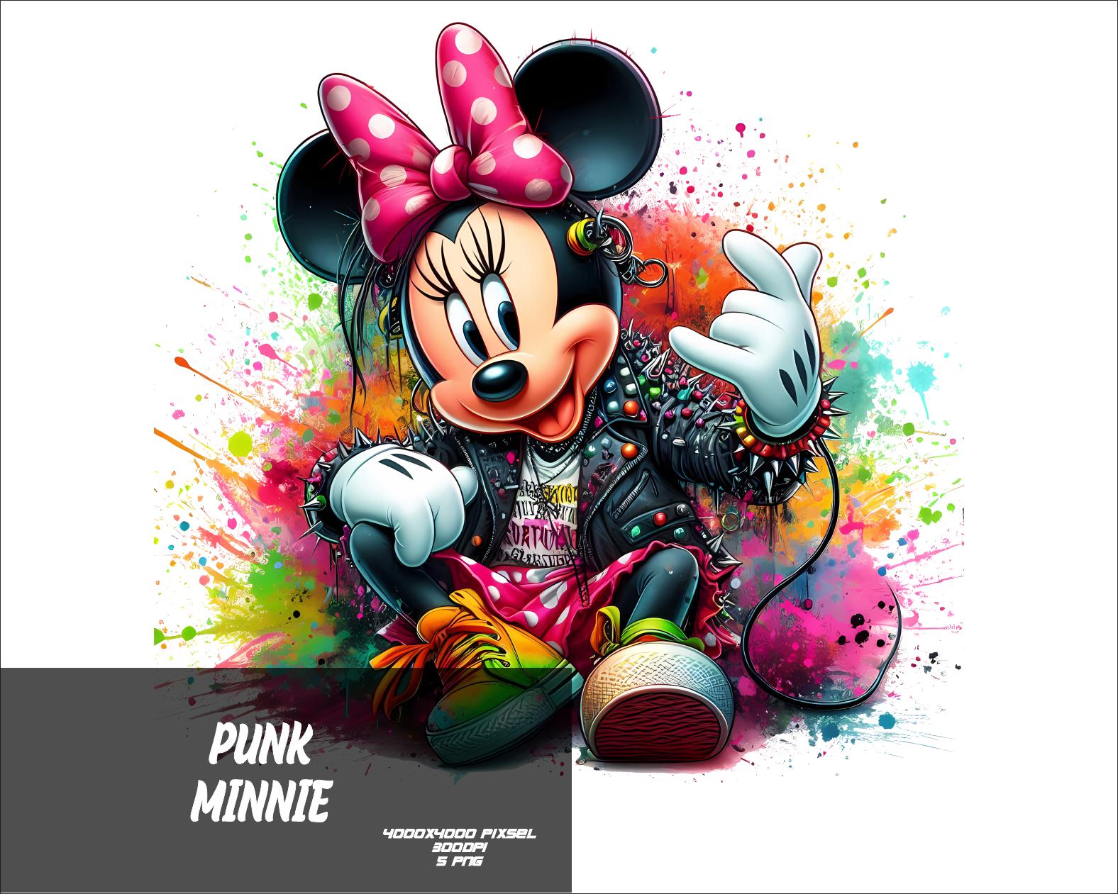 5 PNG Punk Minnie Png Mouse Splash and Watercolor Png Minnie ...