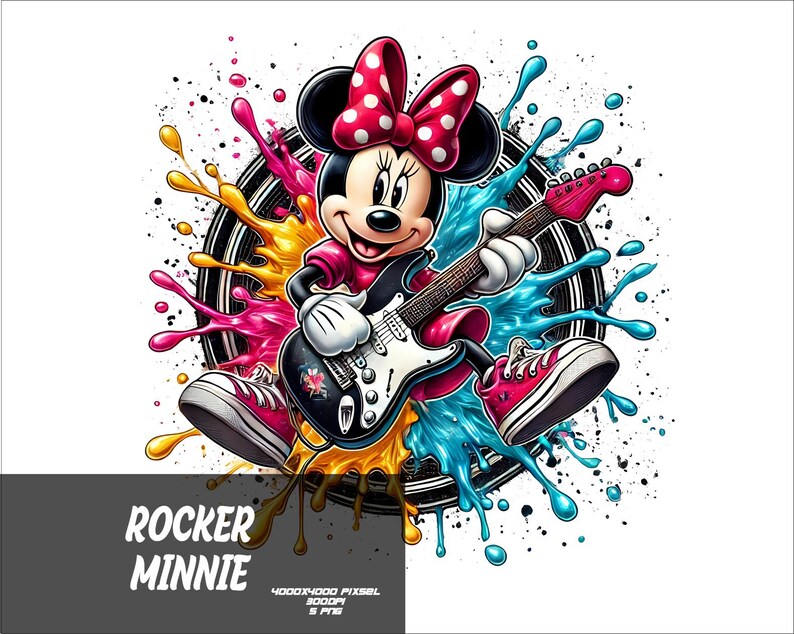 5 PNG Rocker Minnie Png Mouse Splash and Watercolor Png Minnie ...