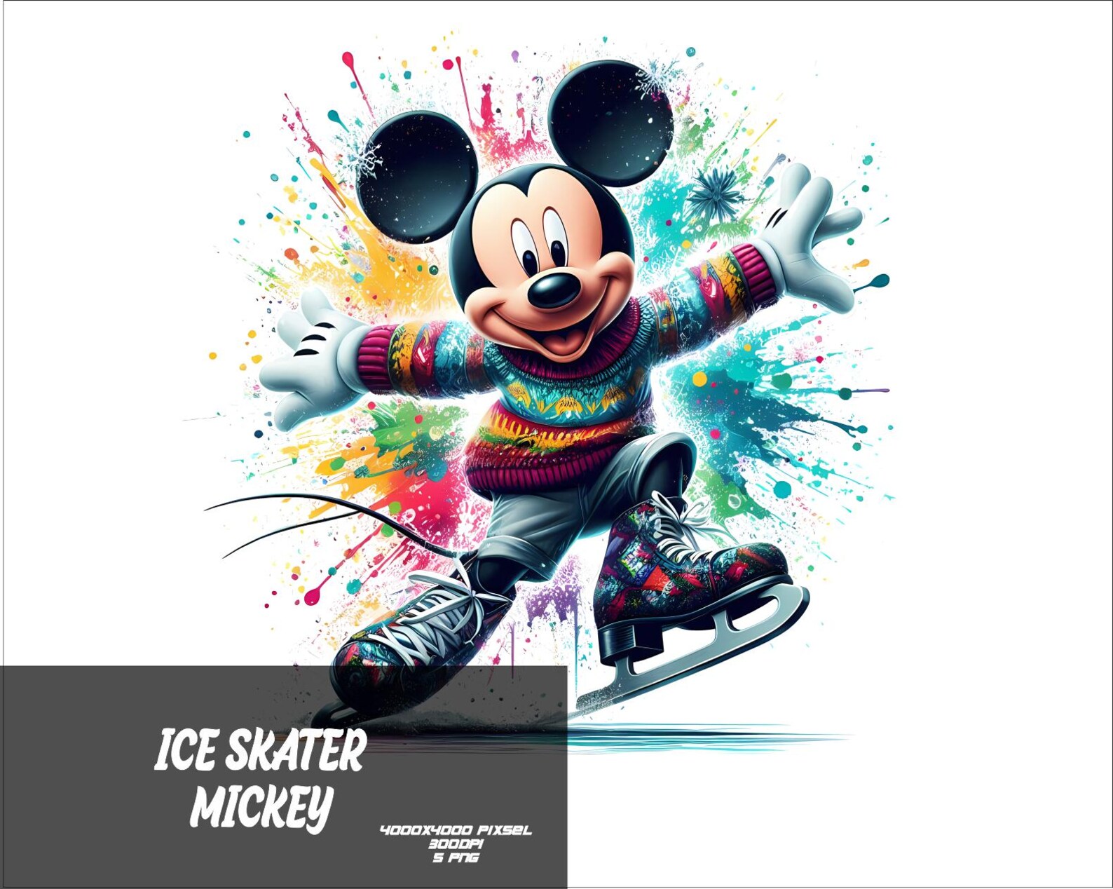 5 PNG Ice Skater Mickey Png Mouse Splash and Watercolor Png Mickey ...