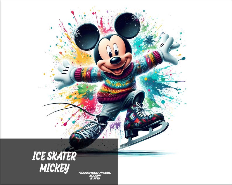 5 PNG Ice Skater Mickey Png Mouse Splash and Watercolor Png Mickey ...