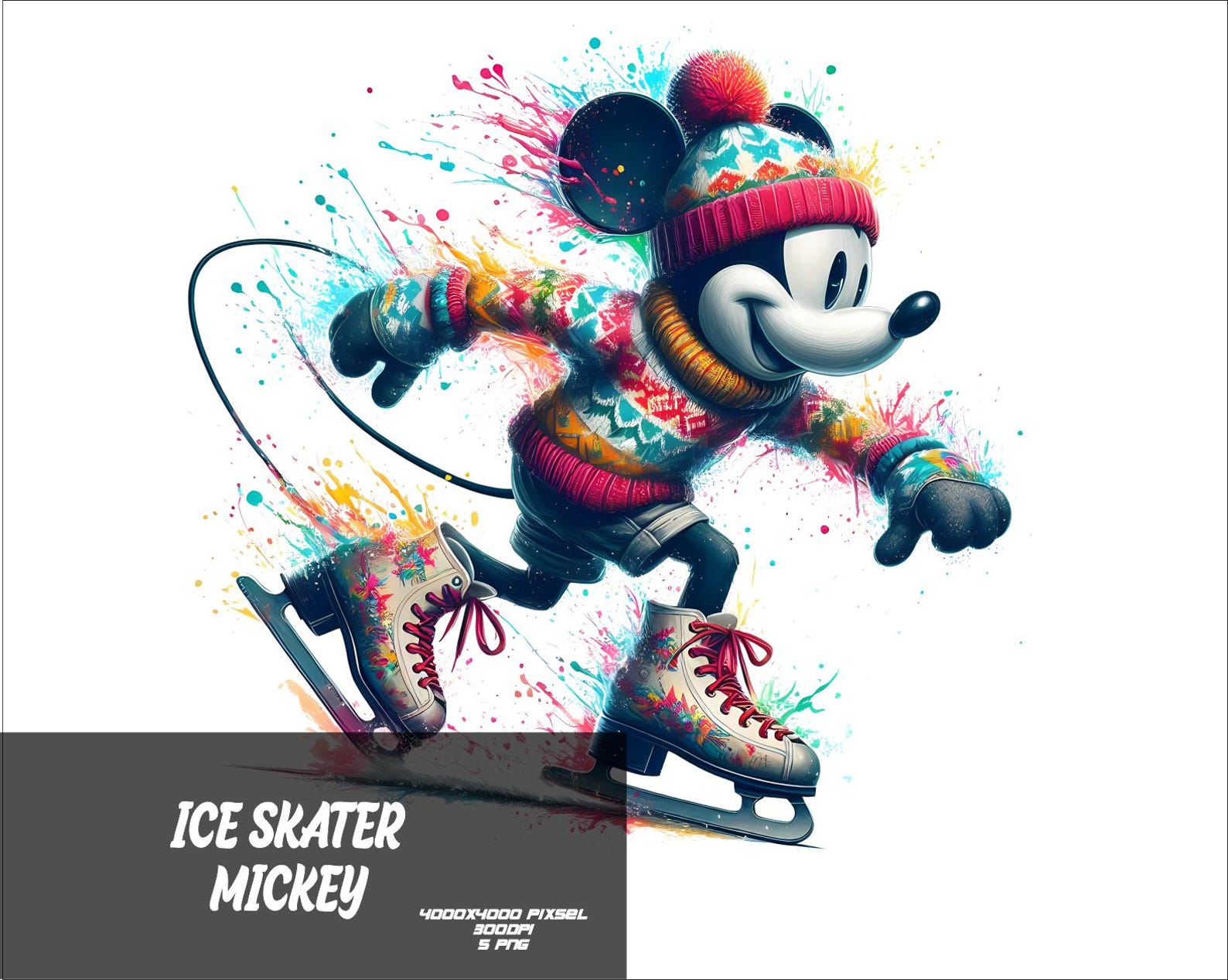 5 PNG Ice Skater Mickey Png Mouse Splash and Watercolor Png Mickey ...