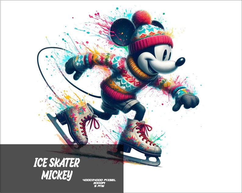 5 PNG Ice Skater Mickey Png Mouse Splash and Watercolor Png Mickey ...