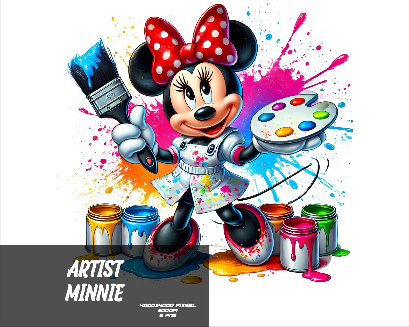 5 PNG Artist Minnie Png Mouse Splash and Watercolor Png Minnie ...