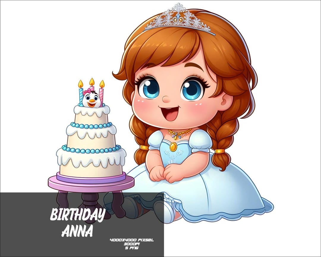 5 PNG Baby Brithday Princess Png Baby Anna Splash and Watercolor Png ...