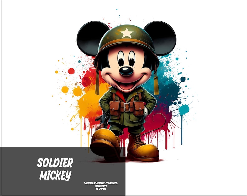5 PNG Soldier Mickey Png Mouse Splash and Watercolor Png Mickey ...